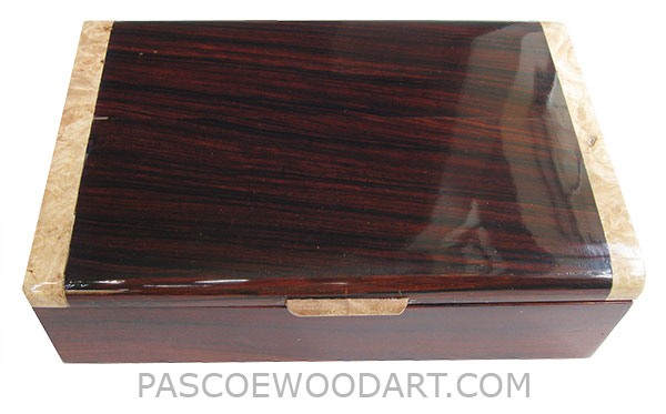Handcrafted Wooden Box: Decorative Men's Box - Cocobolo, Maple Burl
